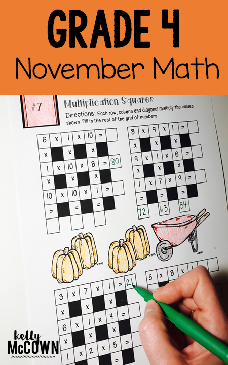 Kelly McCown: November NO PREP Math Packet - 4th Grade