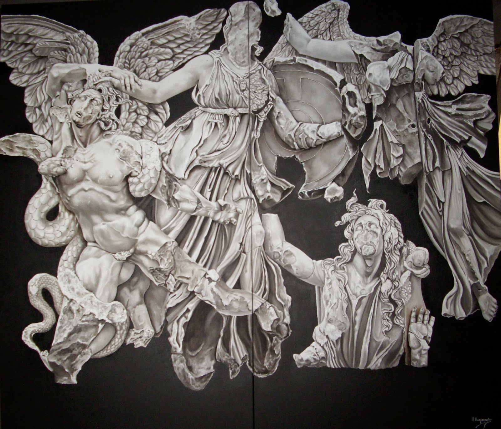 GREEK ART-ΕΛΛΗΝΙΚΗ ΤΕΧΝΗ-ΑΓΑΛΜΑΤΑ-STATUES: ΤΙΤΑΝΟΜΑΧΙΑ - ΔΙΠΤΥΧΟ