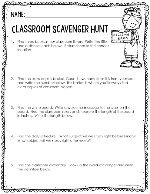 Back to School Classroom Scavenger Hunt and Giveaway - Wild about fifth ...