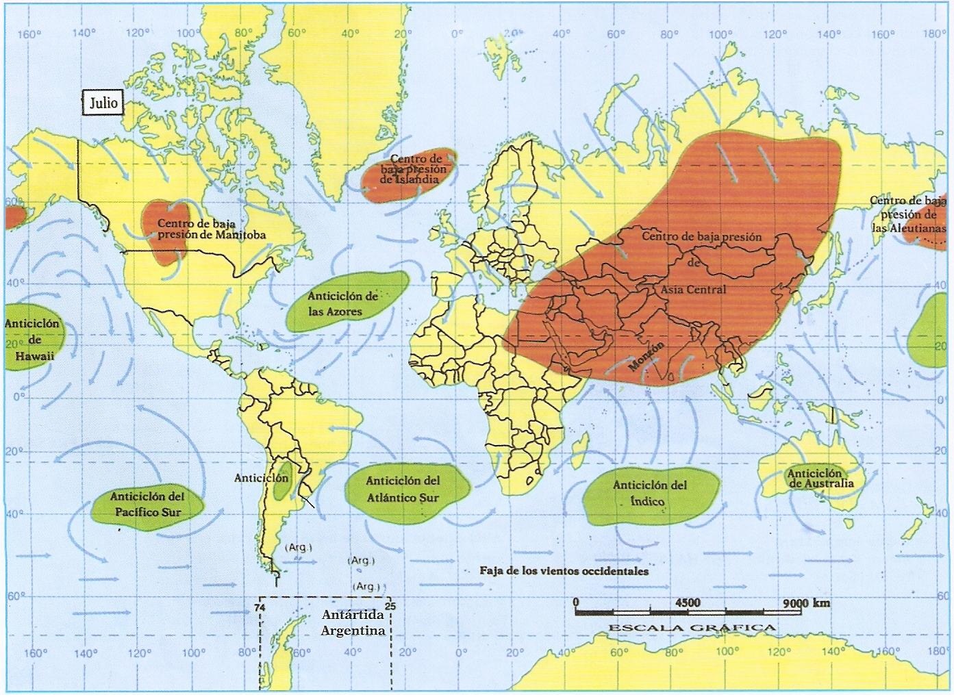 Clases de Geografía: Temperatura. Presión atmosférica. Vientos. Humedad.