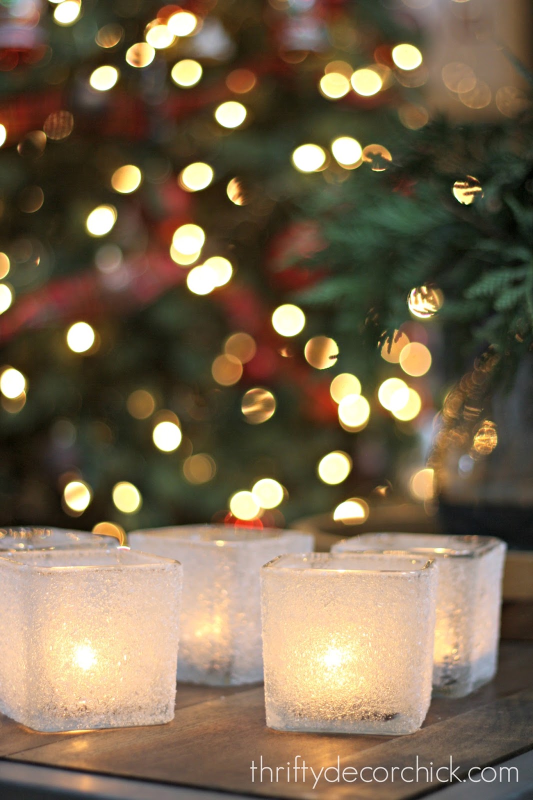 DIY Snowy Dollar Store Holiday Candles | Thrifty Decor Chick | Thrifty ...