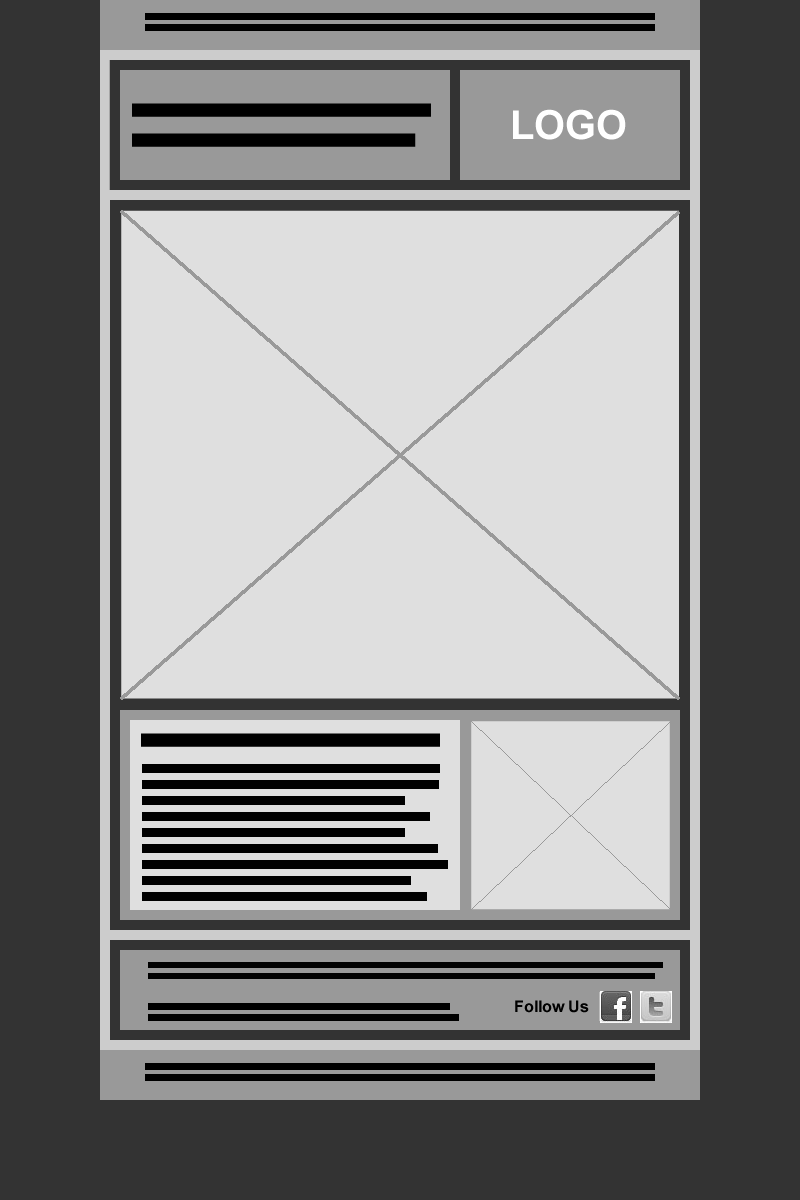 Dzyn Bucket: Wireframe for Email Newsletter