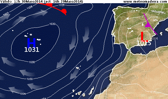 Tempo nas ilhas: Anticiclone a sul dos Açores mantêm-se estacionário