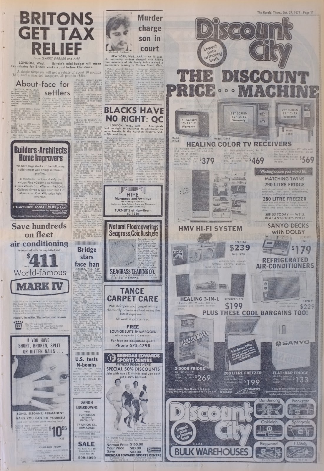 1970s and 80s Newspaper Movie Clippings: The Herald 27 Oct 77: pages 1-24