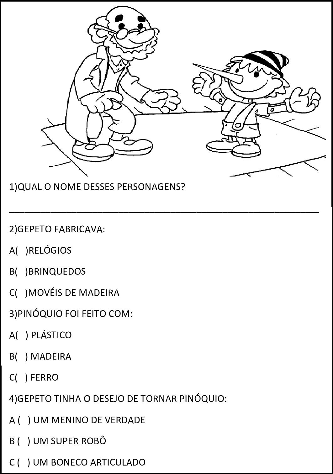 PINÓQUIO ATIVIDADES CONTOS DE FADAS FÁBULAS LENDAS HISTÓRIAS INFANTIS ...