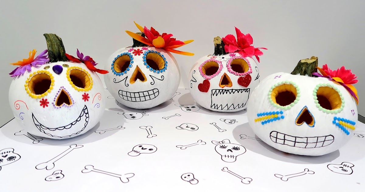 Mexican Sugar Skull pumpkins | mamaisdreaming.blogspot.co.uk