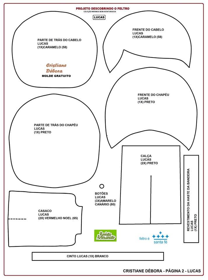 Boneco de Feltro Soldado para Imprimir - Feltro e moldes para artesanato