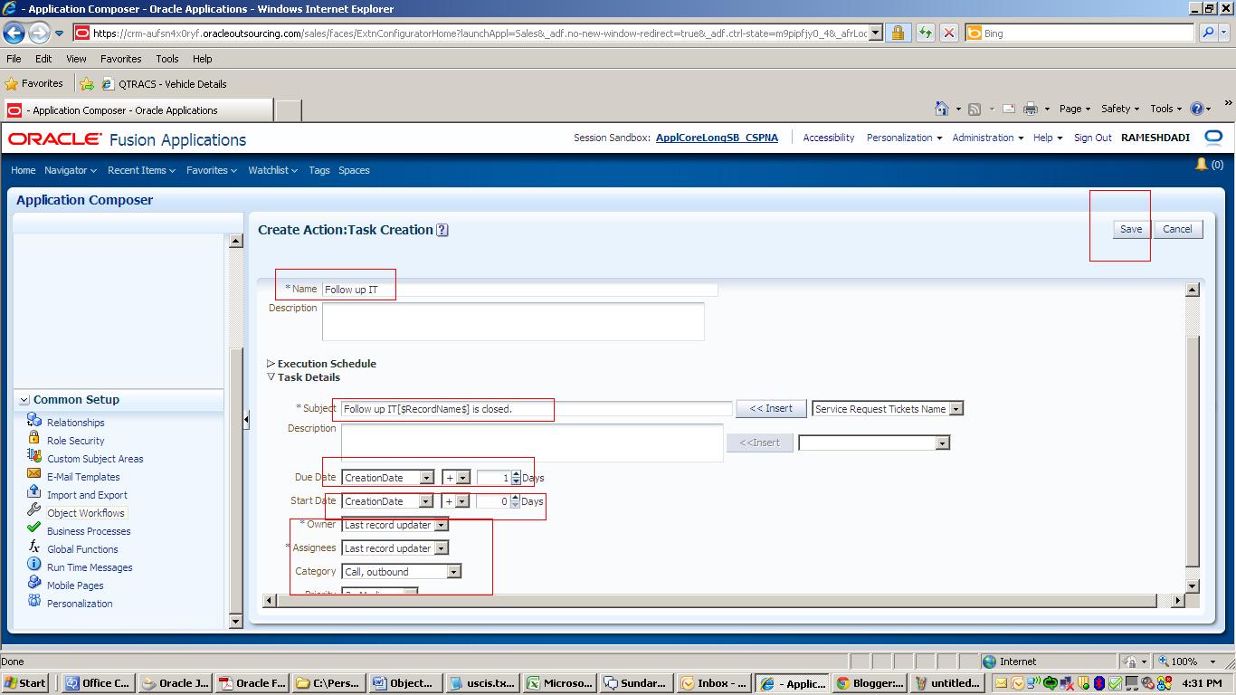 ORACLE FUSION APPLICATIONS: Object Work Flows – Event Actions