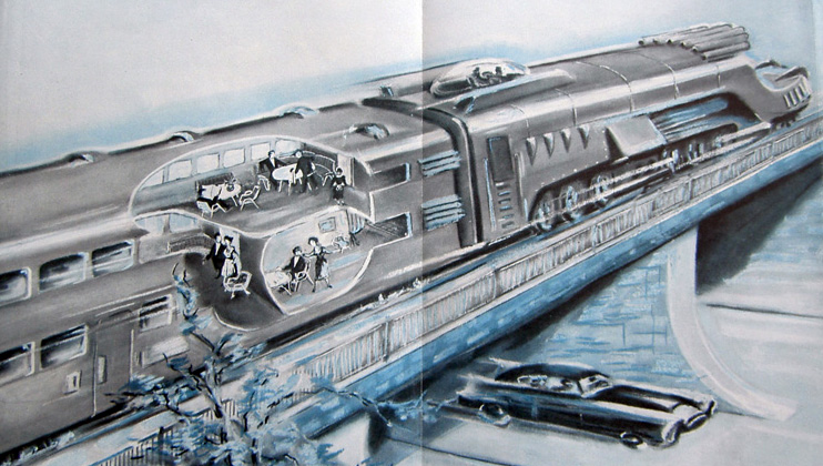 Retrofuturism - Design and Art : Trains, Monorails, Hyperloops