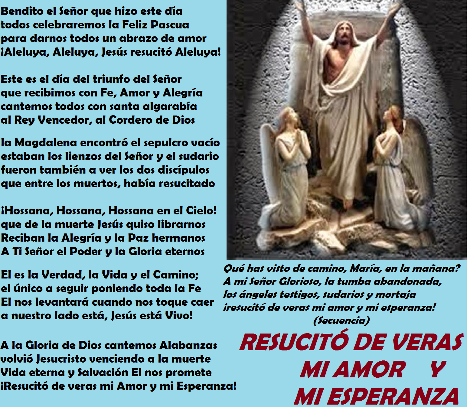 RESUCITÓ DE VERAS MI AMOR Y MI ESPERANZA