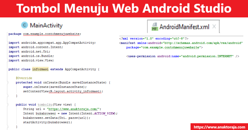 Cara Membuat Tombol Menuju Website Di Android Studio - Simentik