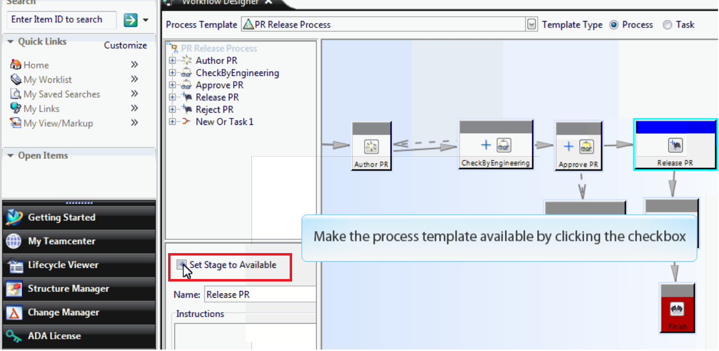 Teamcenter Open Gate: WorkFlow Designer : Create WorkFlow