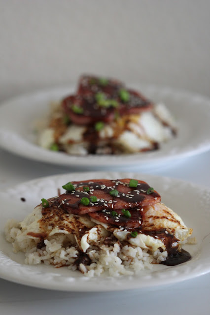 Spam and Eggs with Maple Chile Syrup