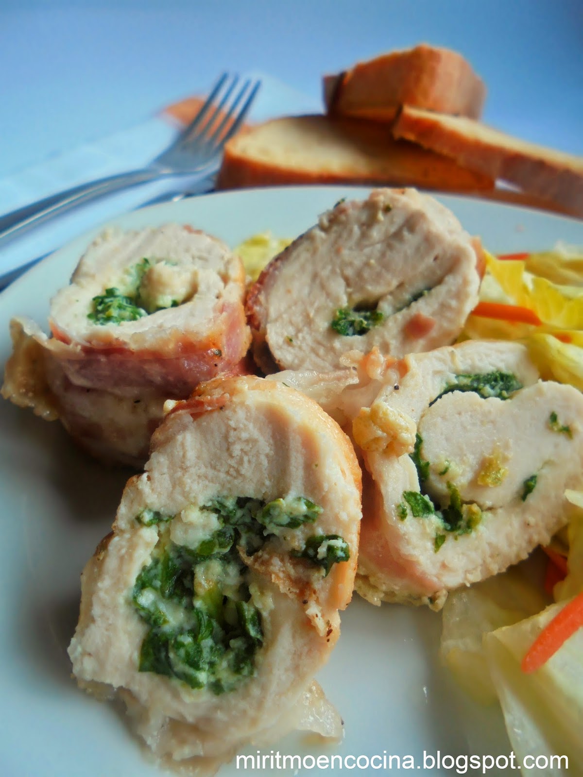 Mi ritmo en cocina ...: Rollos de pollo con espinacas
