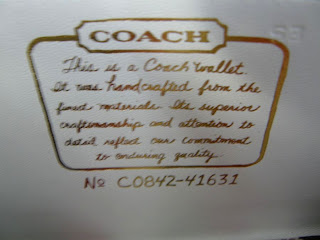 U's Bargain Shoppe Corner: AUTHENTIC COACH CREED AND SERIAL NUMBER
