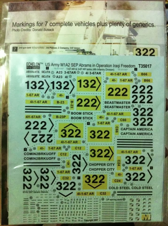 Kitter's Scale Models: 1/35 M1A2 Abrams Water Decals