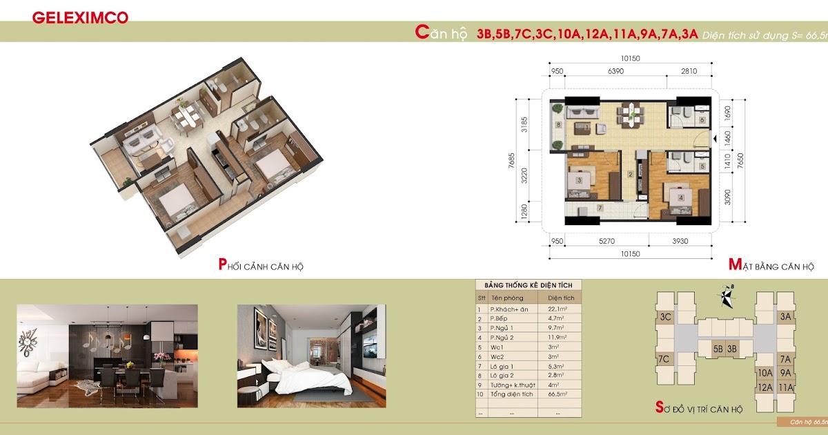 Mặt bằng chi tiết các căn hộ tại chung cư Gemek Premium