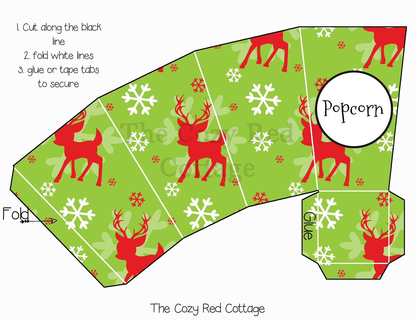 The Cozy Red Cottage: Christmas Movie Night Popcorn boxes