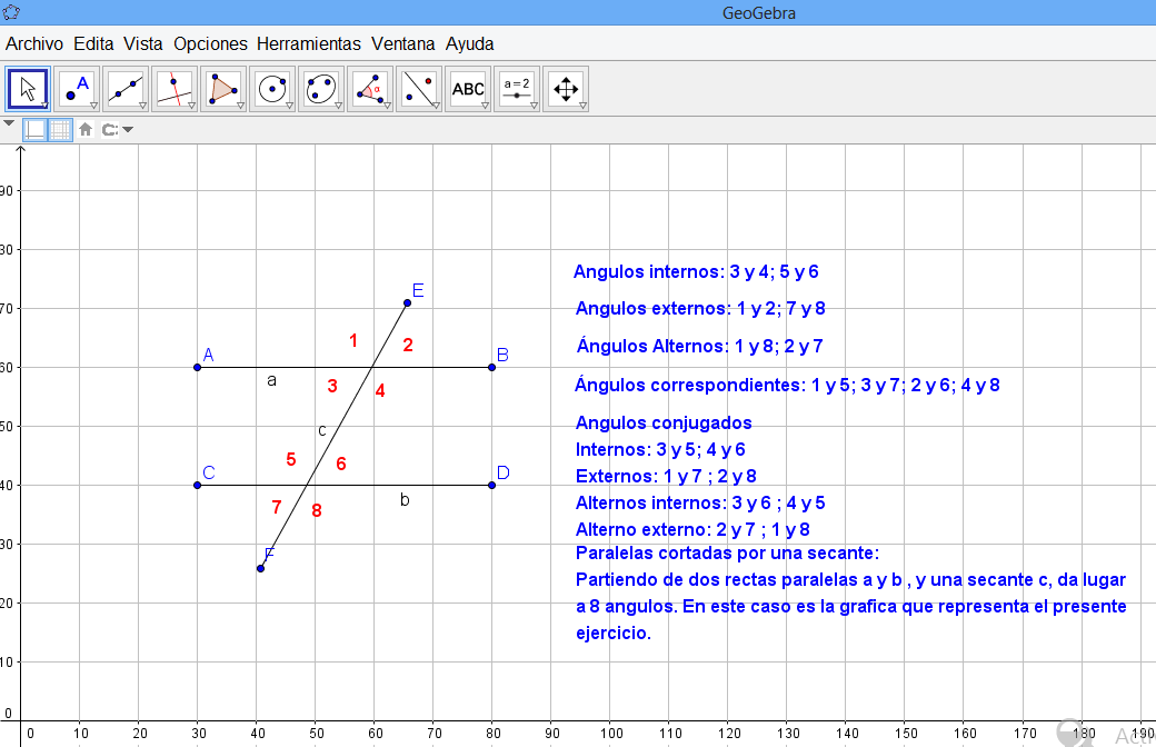 ANGULOS, RECTAS Y SEGMENTOS: Ejemplos con Geogebra