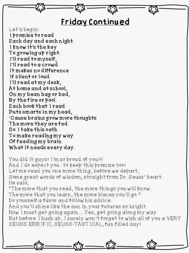 My Kindergarten Obsession : Dr. Seuss Daily Rhyming Annoucements FREEBIE!