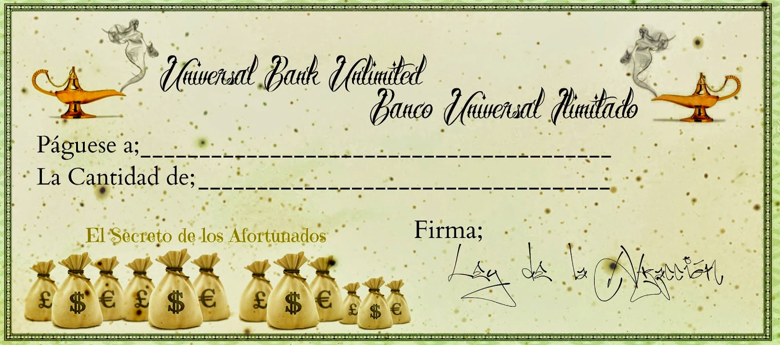 Somos Pura Energía ♡: "Cheques de Abundancia: Tu Riqueza".