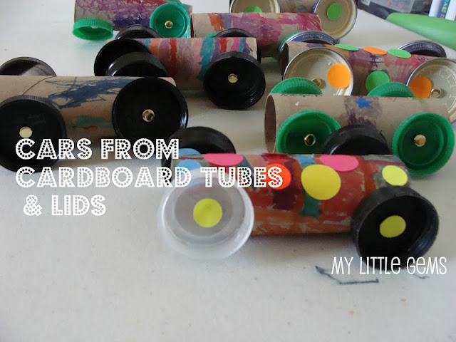 My Little Gems: Cardboard Tube Cars {preschool transportation week}