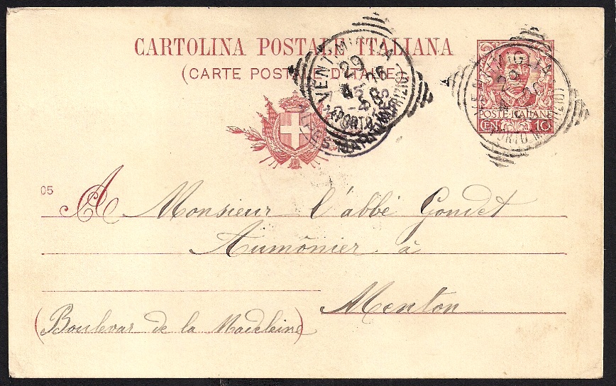 Cartolina postale italiana, 10 centesimi tipo Floreale del 1905