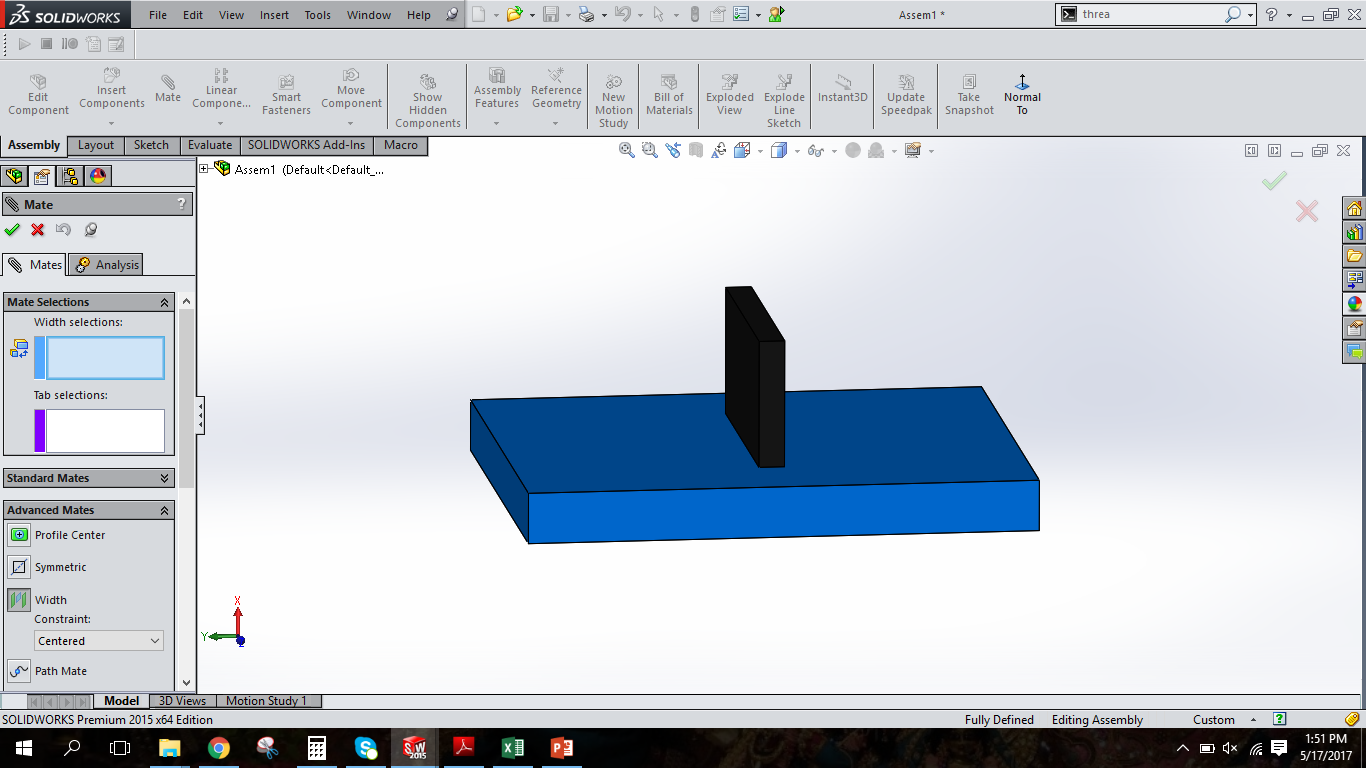 Design Tech Academy: Width Mate in SolidWorks Assembly