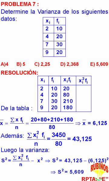 VARIANZA Y DESVIACION STANDAR FORMULAS EJERCICIOS RESUELTOS
