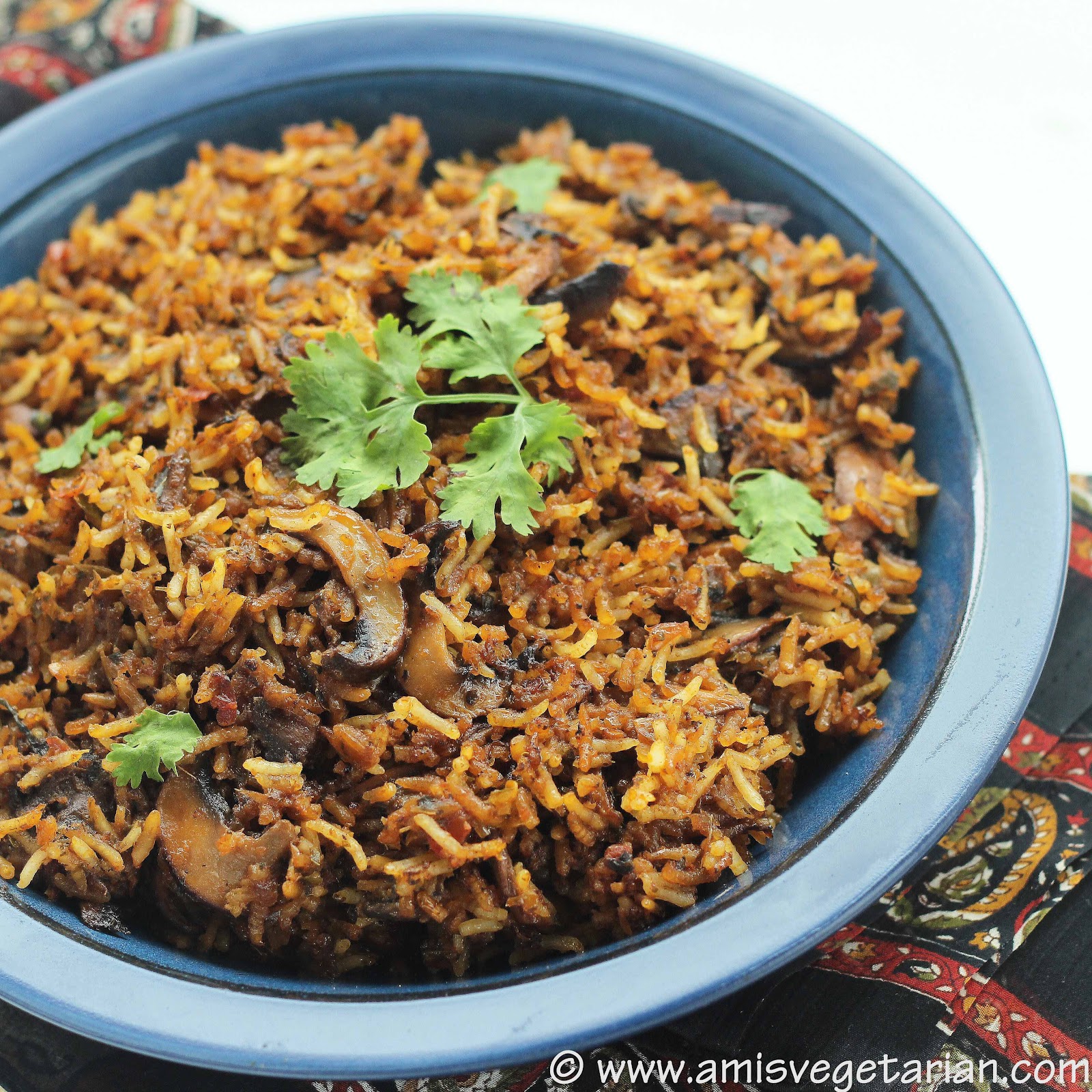 Ami's Vegetarian Delicacies: Mushroom Biryani - Fragrant Basmati rice ...