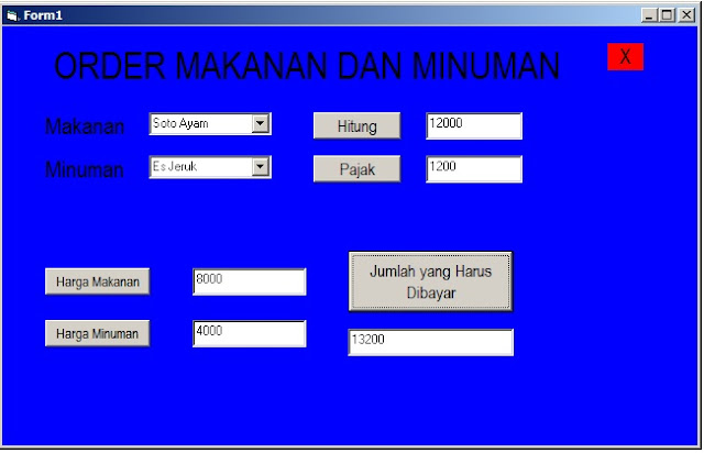 Membuat program menu makanan dan minuman dengan vb 6.0 - Materi Informatika