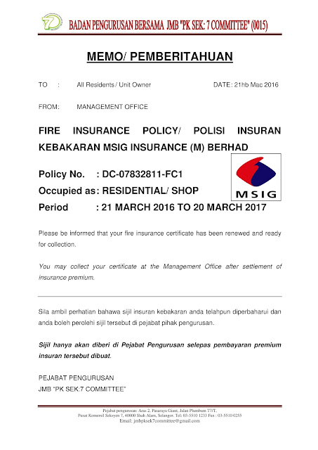 Badan Pengurusan Bersama (JMB) Pusat Komersil, Seksyen 7, Shah Alam ...