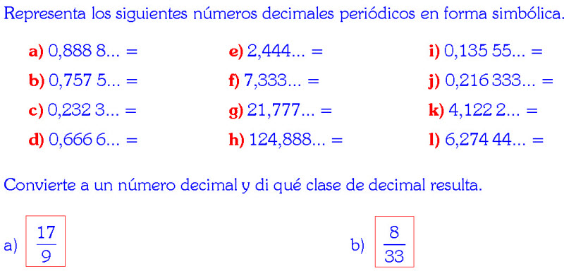 DECIMAL EXACTO PERIODICO PURO Y MIXTO EJEMPLOS DE CLASIFICACION DE LOS ...