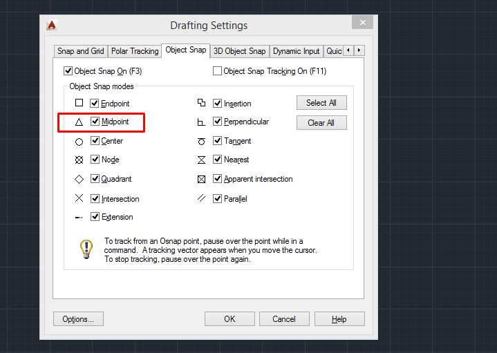 Cara Memunculkan Titik Tengah (Midpoint) Pada Autocad - Arsitek Blog