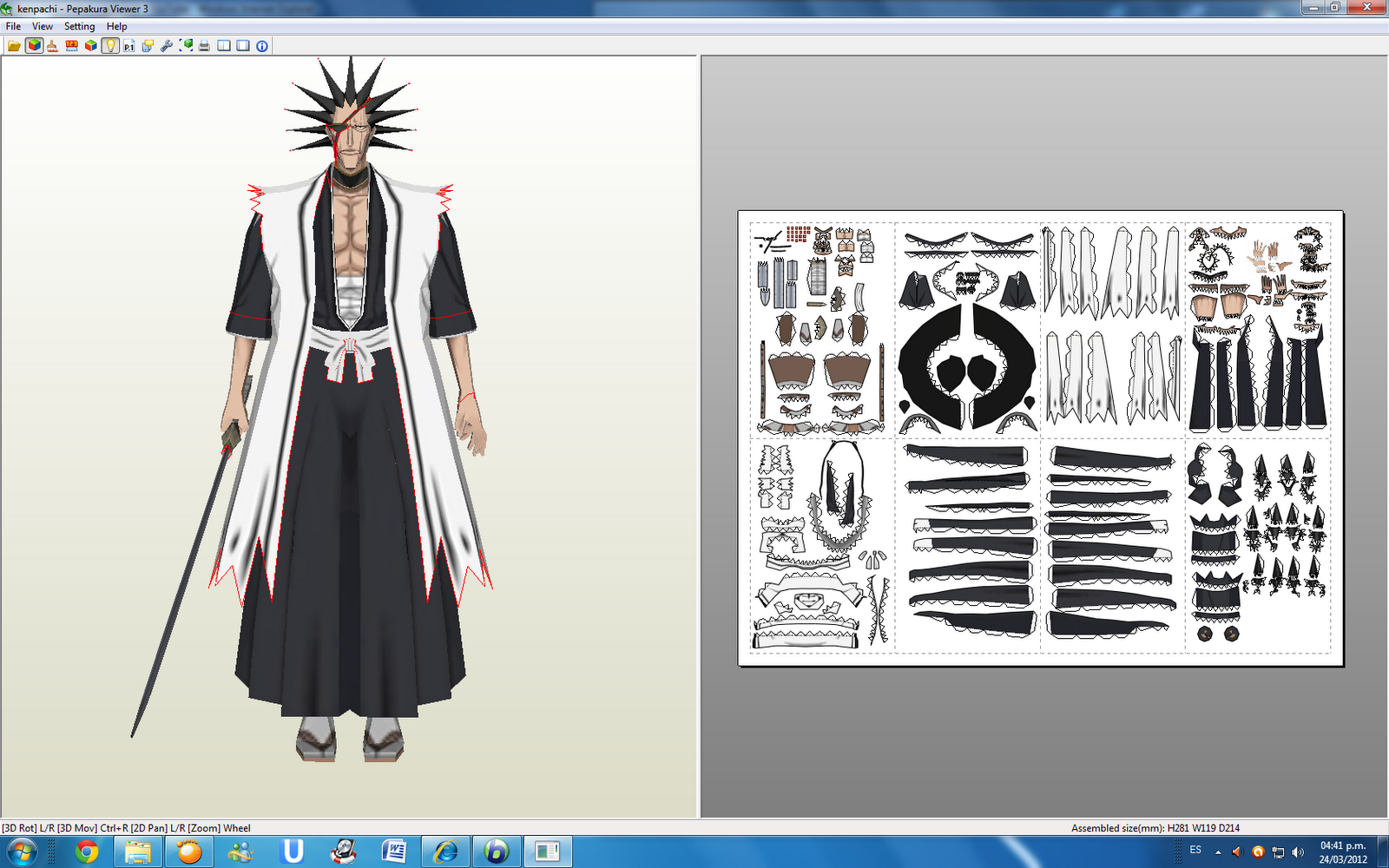 bleach papercraft: kenpachi zaraki papercraft