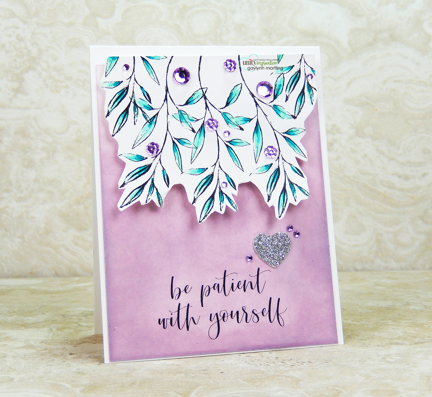 Neat Nook Creations: Encouragement card with a border of leaves.