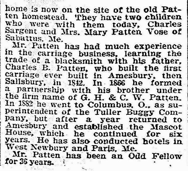 AnceStory Archives: Charles Willis Patten and Elizabeth Sargent Amesbury MA