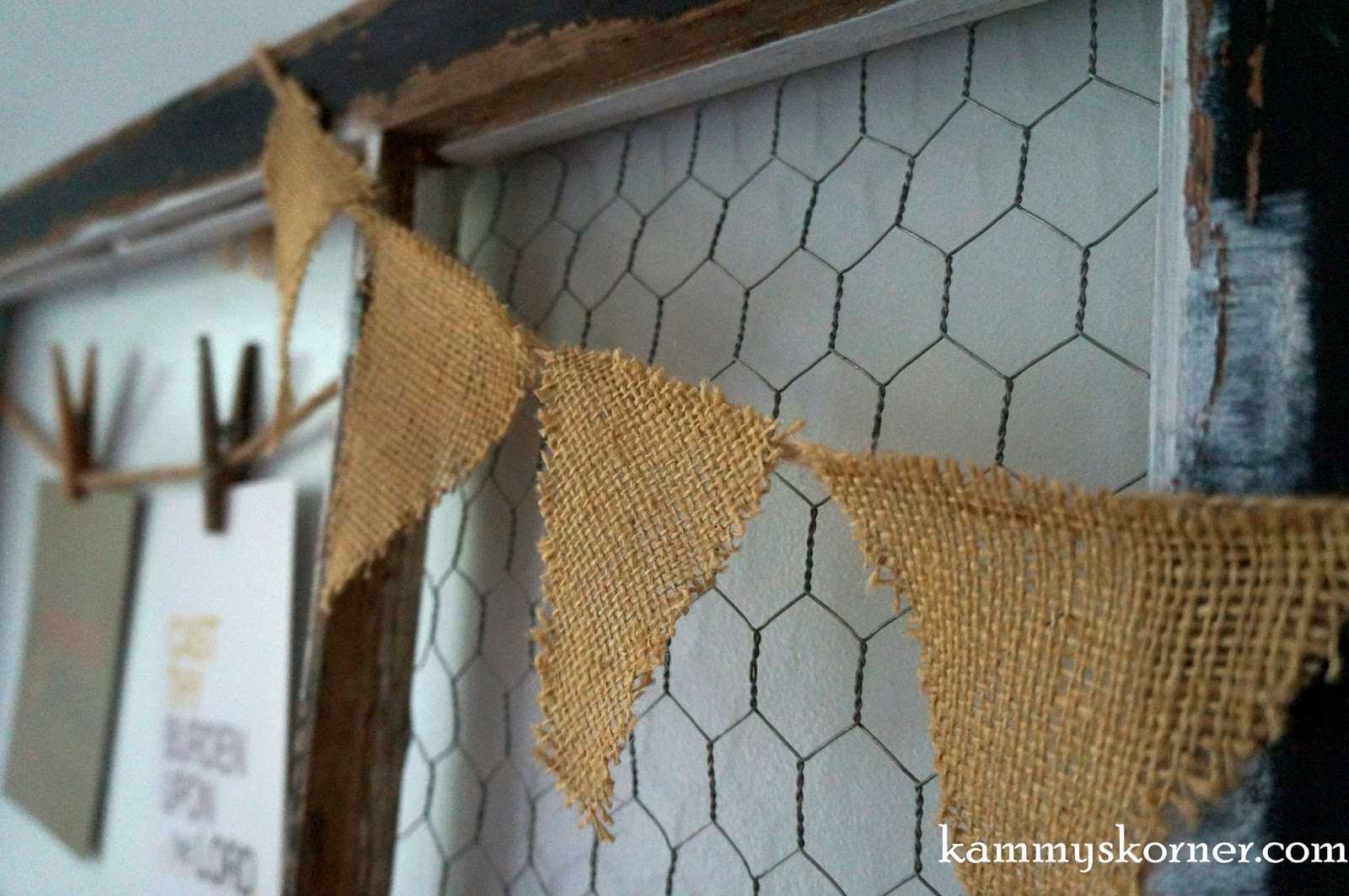 Kammy's Korner: Chippy Window With Chicken Wire and Jute
