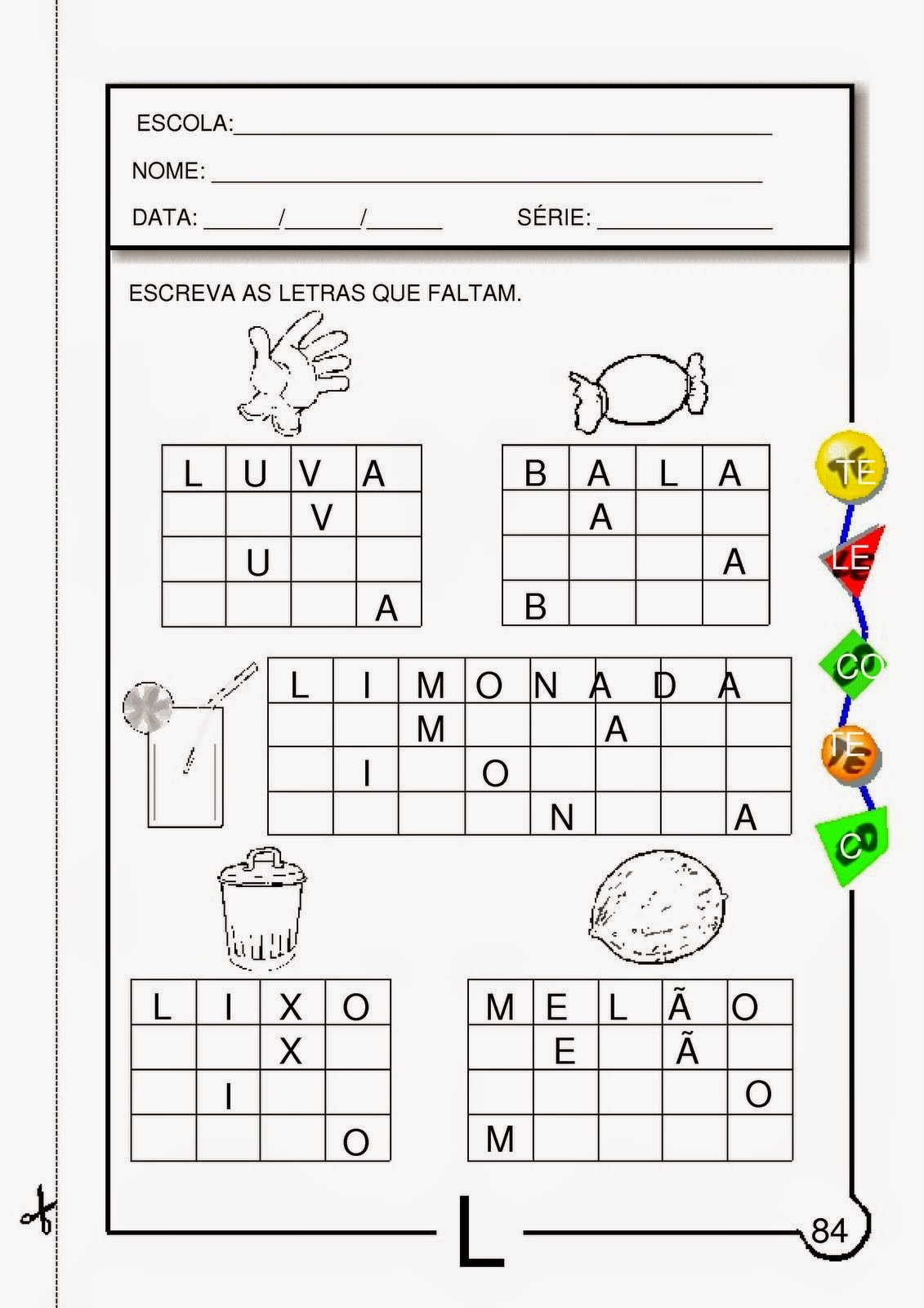 Letra L Atividades Educação Infantil - EDUCA