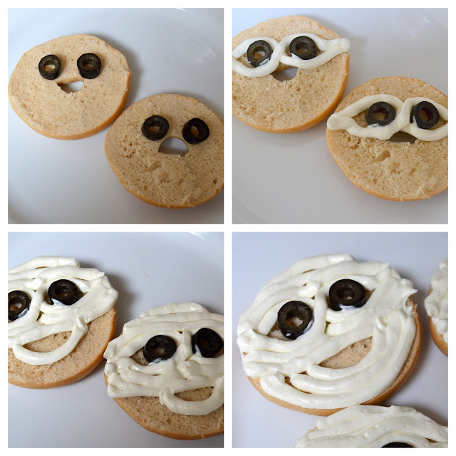 Mummy Bagels ~ An Easy & Healthy Halloween Party Food
