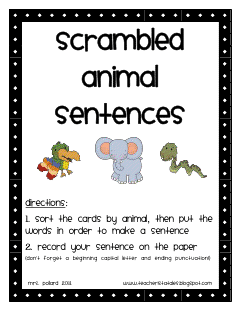 Tales of a Teacherista: Scrambled Animal Sentences