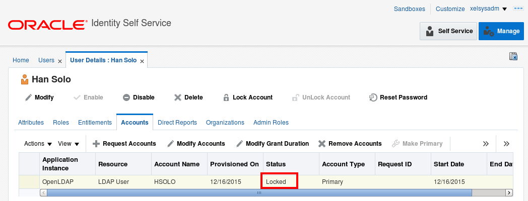 Oracle Stack Oim Custom Resource Account Status