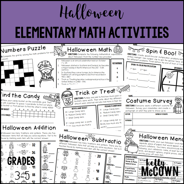 Kelly McCown: Halloween Elementary Math Activities