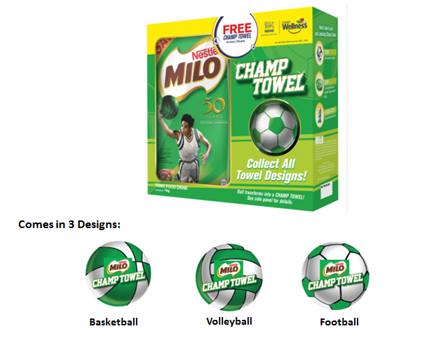 Get 1 free MILO Champ Towel with every 1-kg MILO pack - Erica YuB