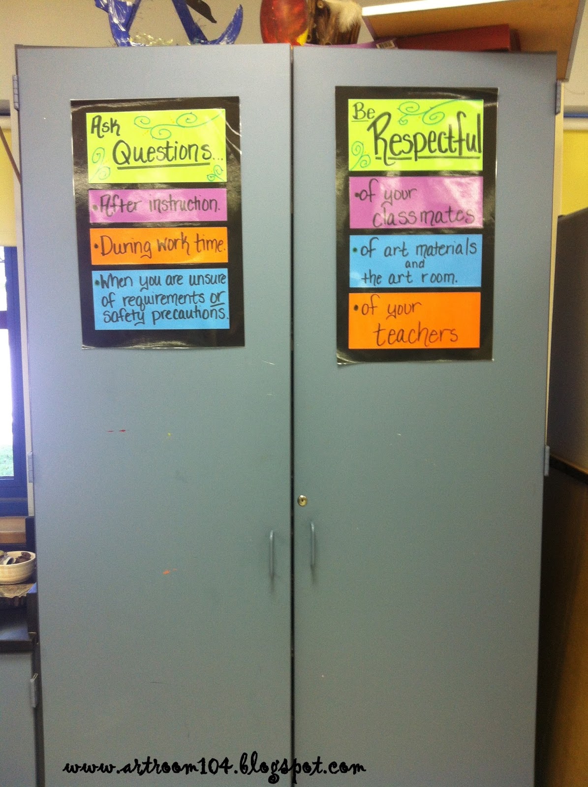 Art Room 104: High School Art Room Rules & Objectives Boards
