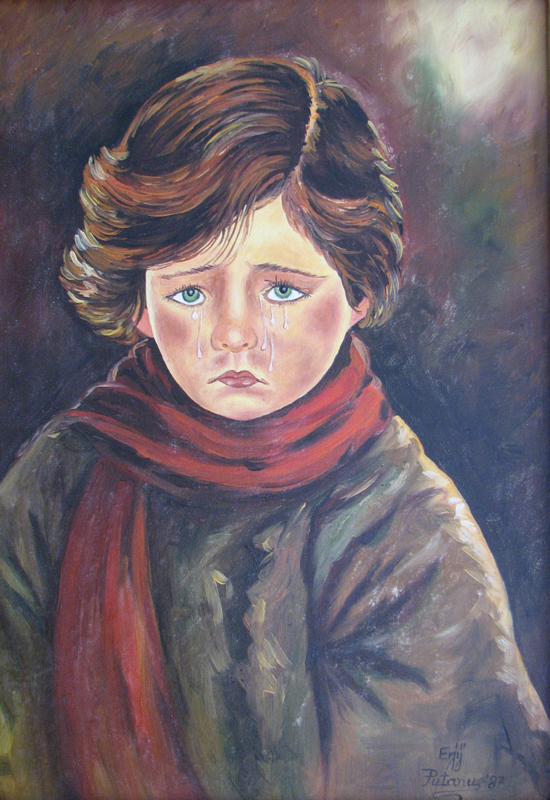 Gallery of oil paintings on canvas: Crying boy - oil painting on canvas