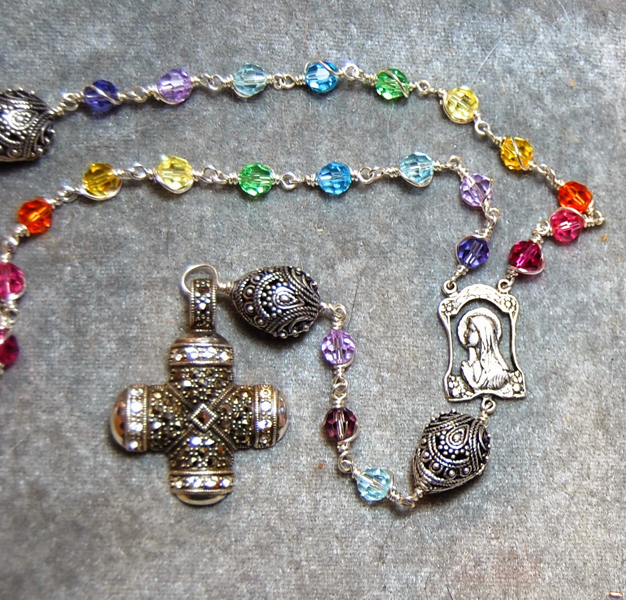 HeartFelt Rosaries: Rainbow Rosary, Sterling Silver, Marcasite ...