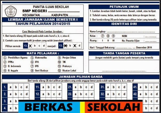 Download LJK untuk SD/MI, SMP/MTs,SMA/SMK/MA Format Word, Corel dan JPG ...
