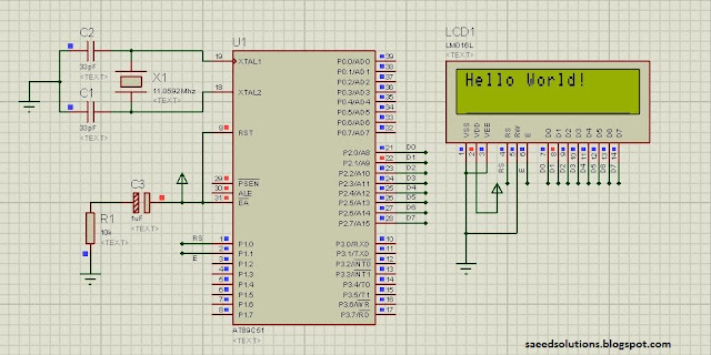 8051 LCD Interfacing code (In 8bit mode) + Proteus Simulation | Saeed's ...