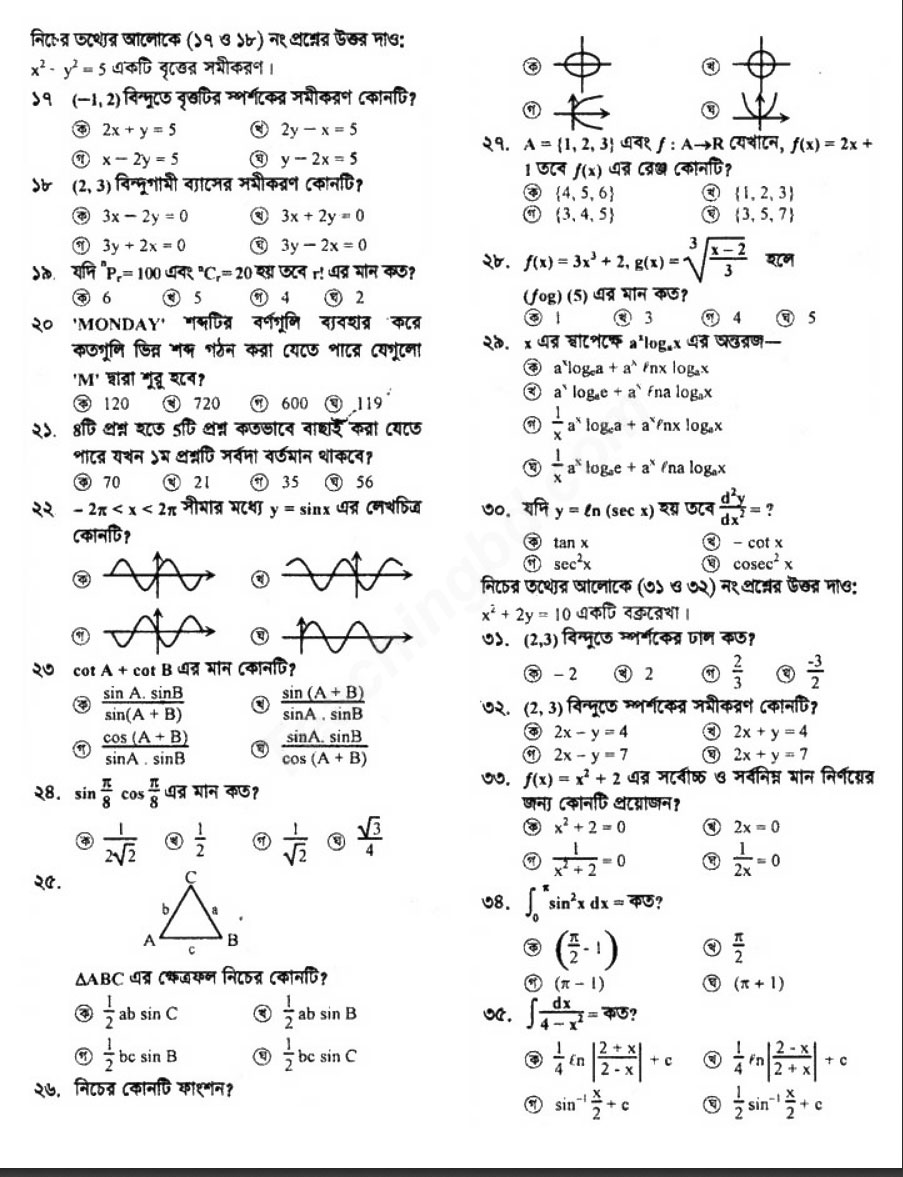 HSC Math Latest Model Question - 04